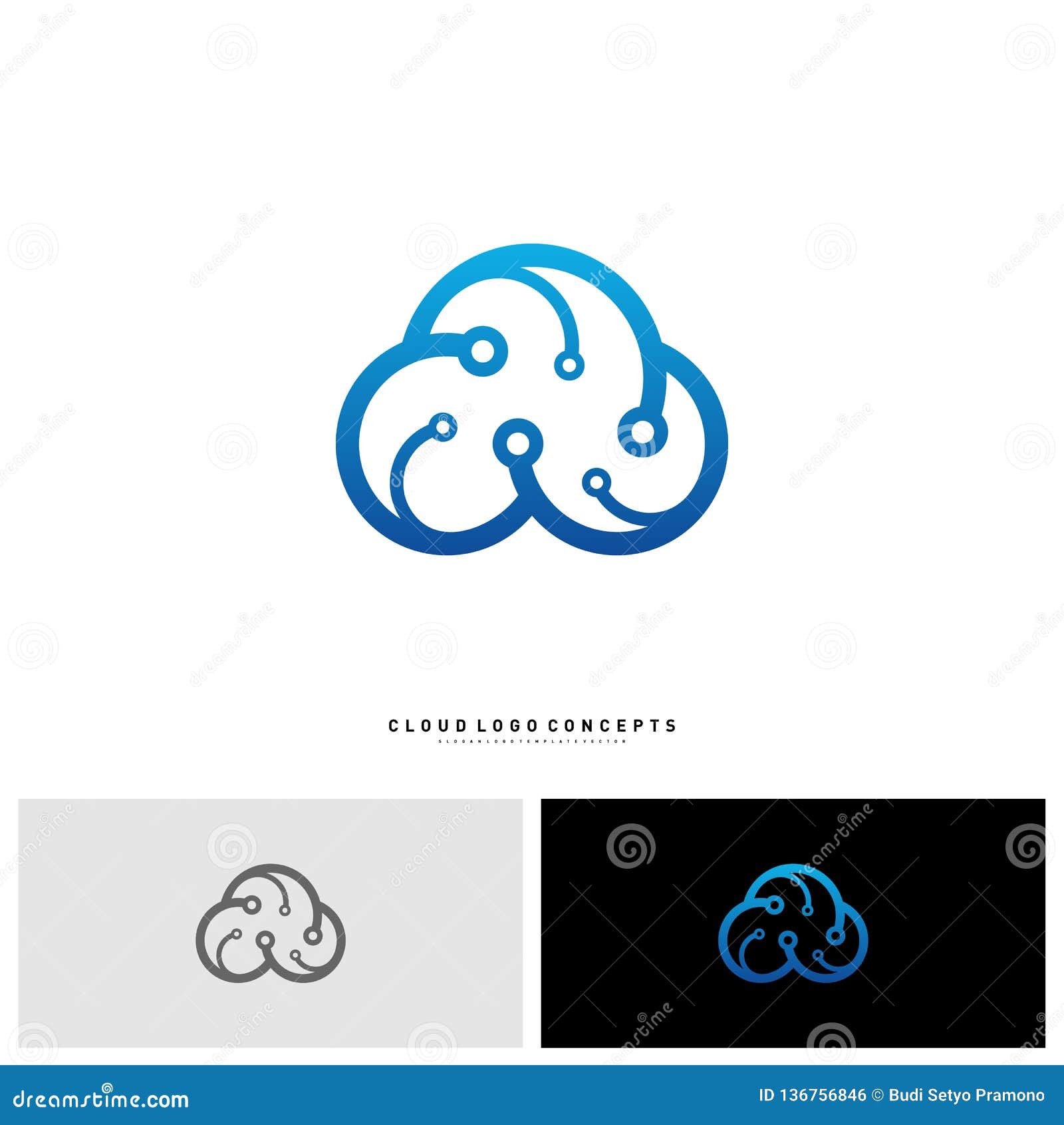 Wolken-Technologie Logo Design Concept Vector Technologie-Wolke Logo ...