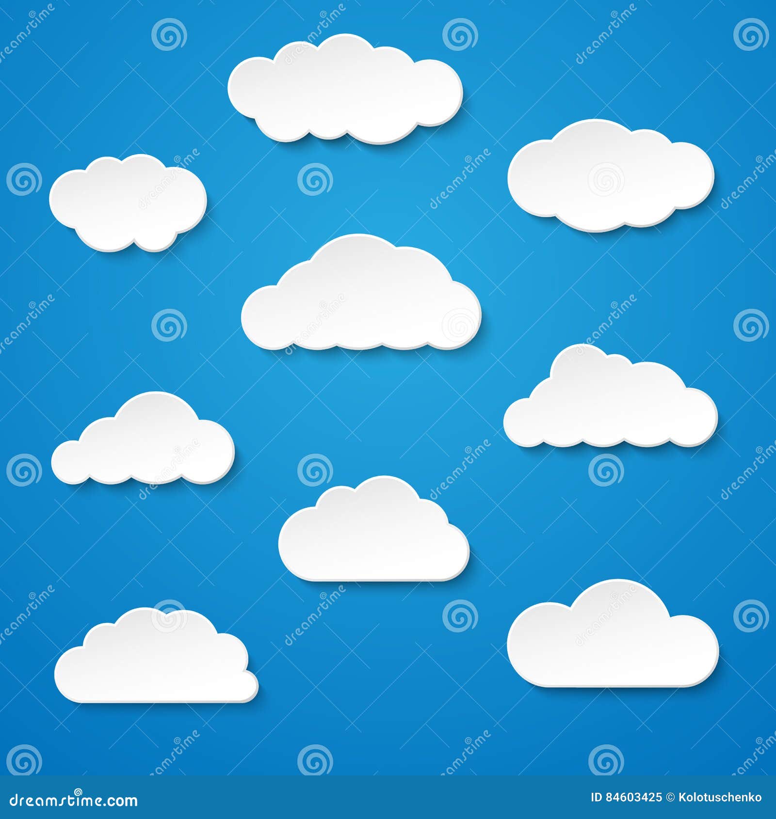 Wolken vector Satz vektor abbildung. Illustration von bewölkt - 84603425