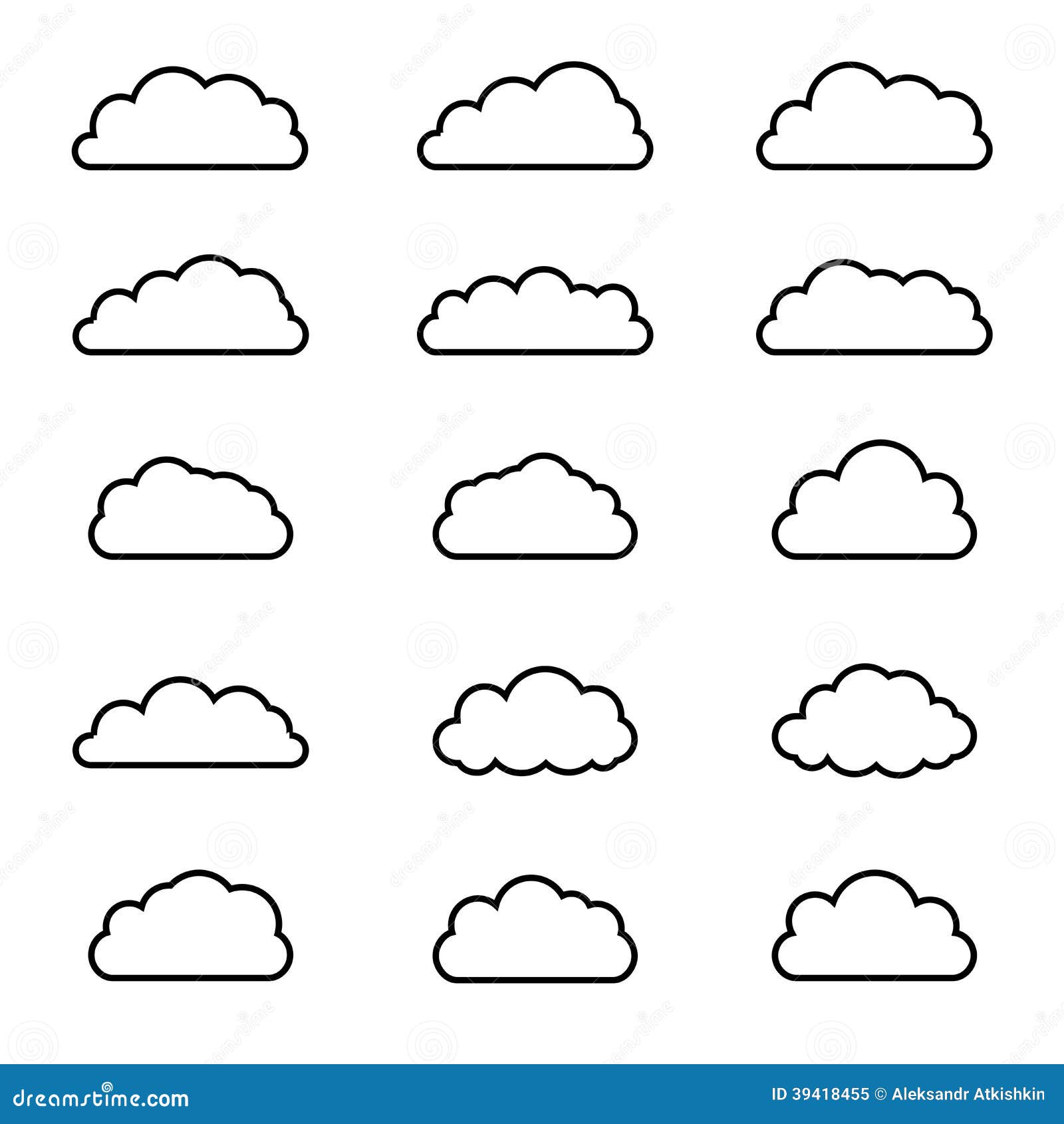 Wolkenformen vektor abbildung. Illustration von rechnen - 39418455