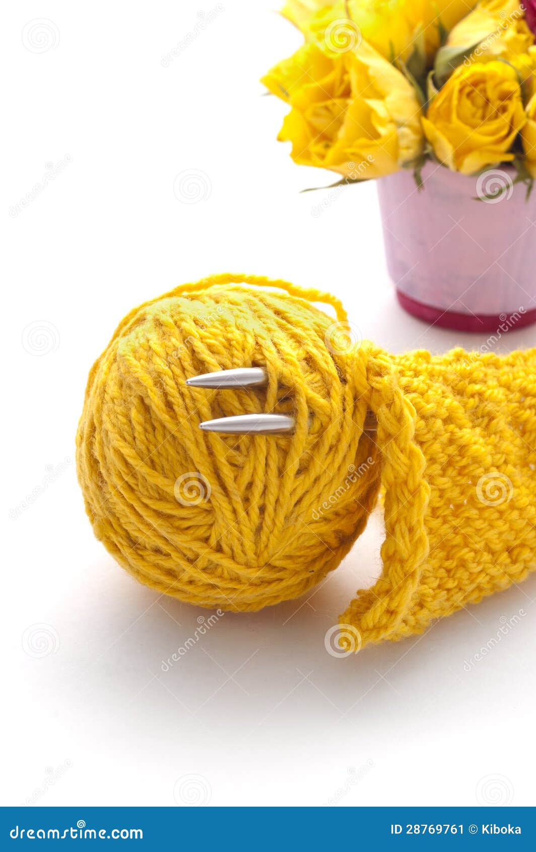 Wollen thread stock image. Image of yellow, rose, knitting - 28769761