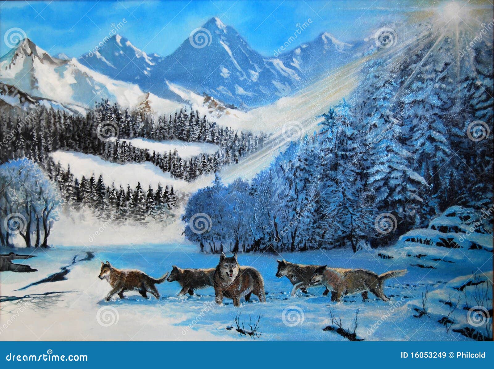 Wolven in de sneeuw stock illustratie. Illustration of wolven - 16053249