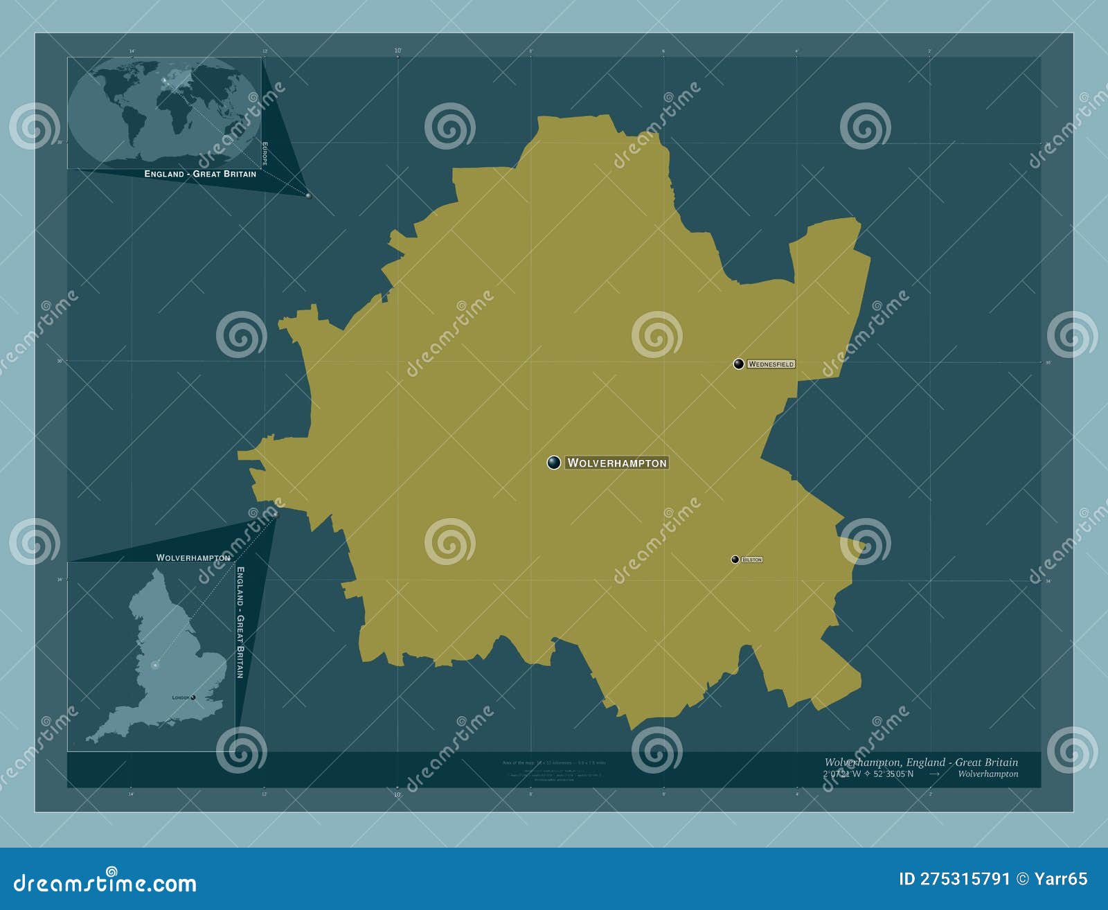 Wolverhampton, England - Great Britain. Solid. Labelled Points O Stock ...