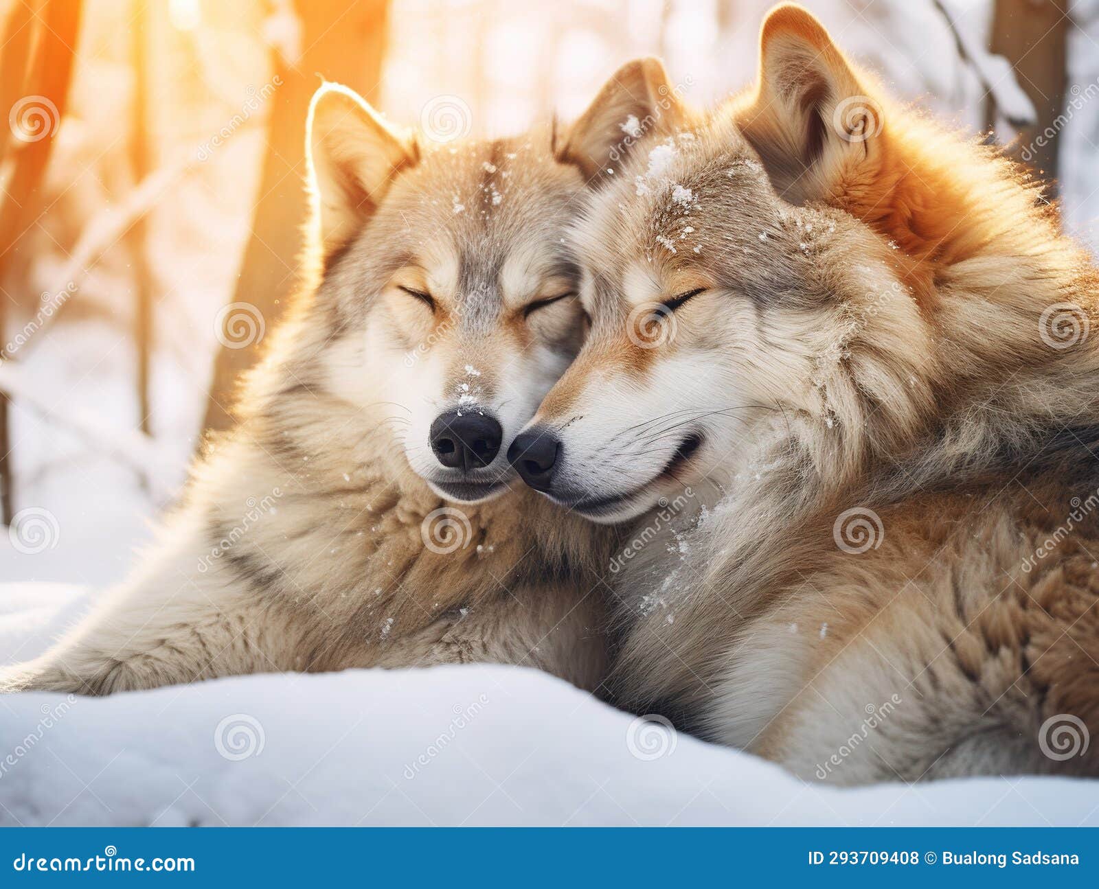 Ai Generated Illustration Wildlife Concept of Wolves Cuddling Stock ...