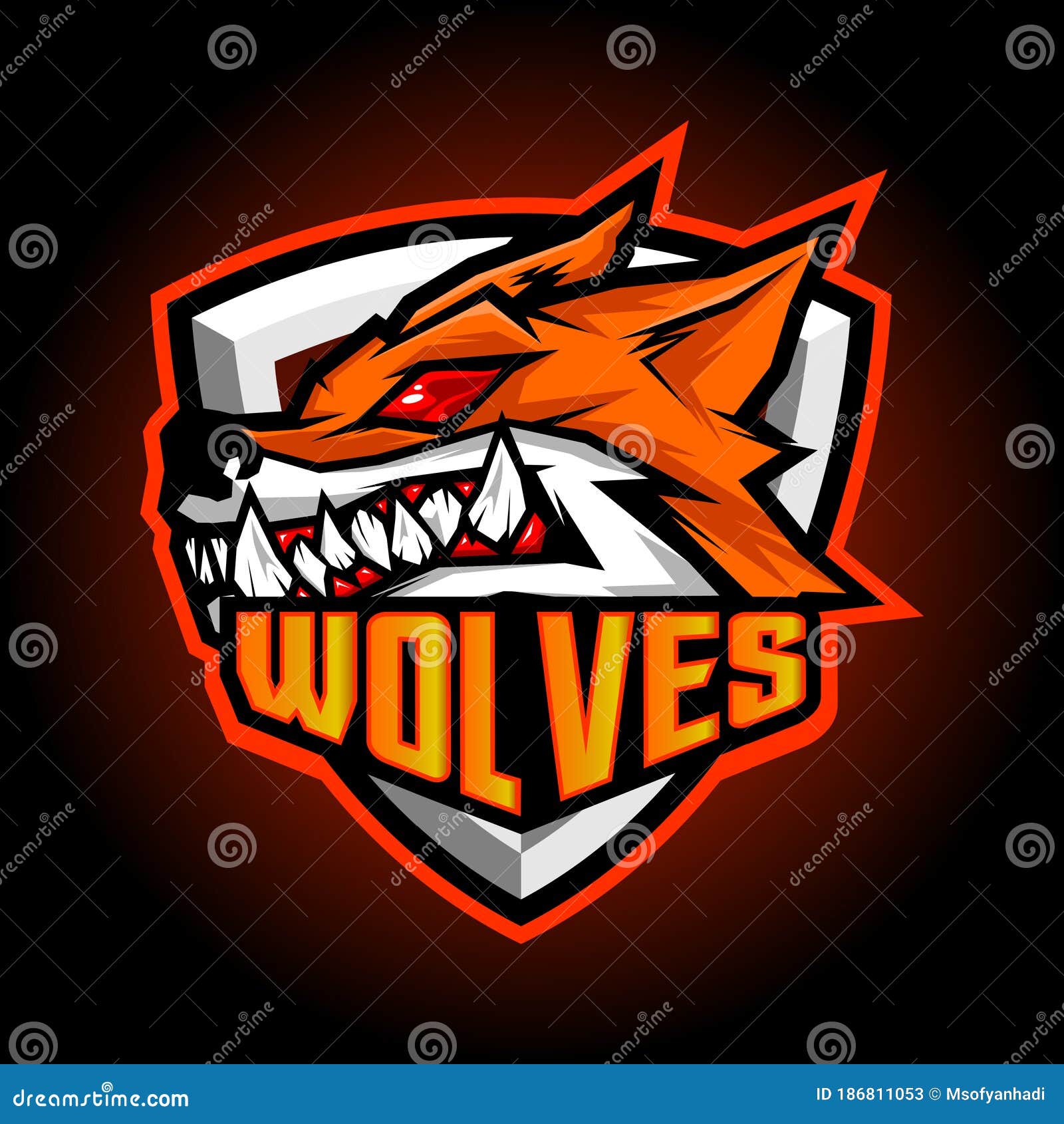 Wolves Esport Mascot Logo Design Stock Vector - Illustration of head ...