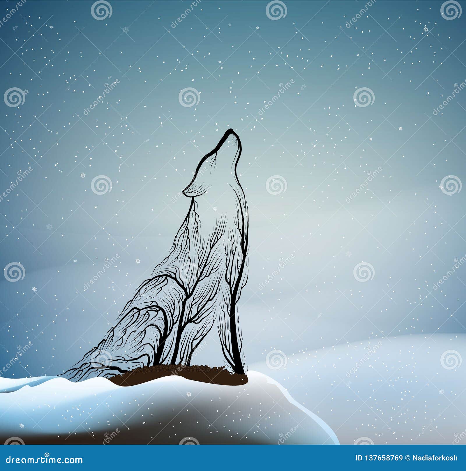 Wolves Extinction Concept, Spirit Of Dying Wolf Due The Forest ...