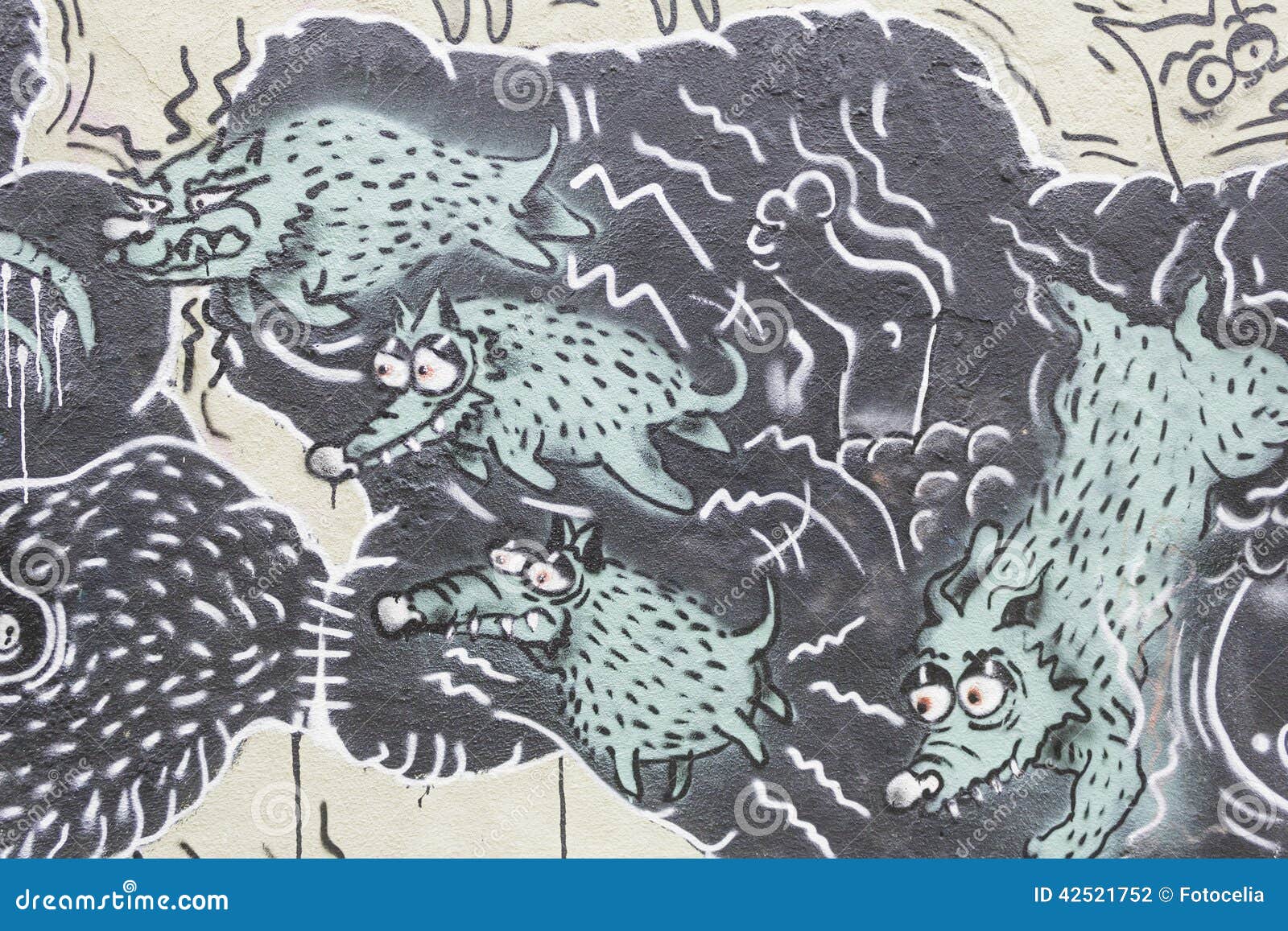 Wolves in graffiti editorial photography. Image of drawn - 42521752