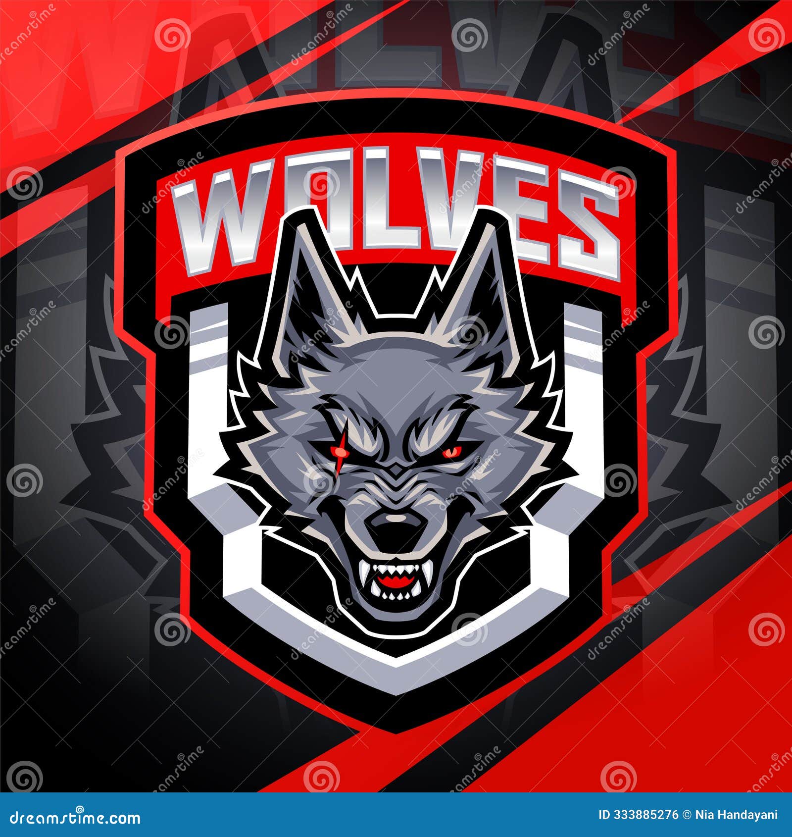 Wolves Head Esport Mascot Logo Design Stock Illustration - Illustration ...