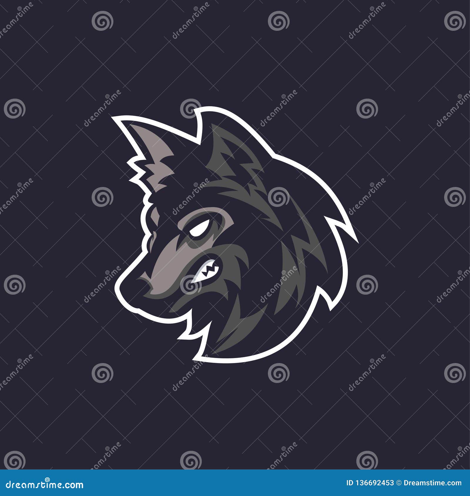 Danger Wolves Mascot E-sport Logo Design Isolated On Grey Background ...