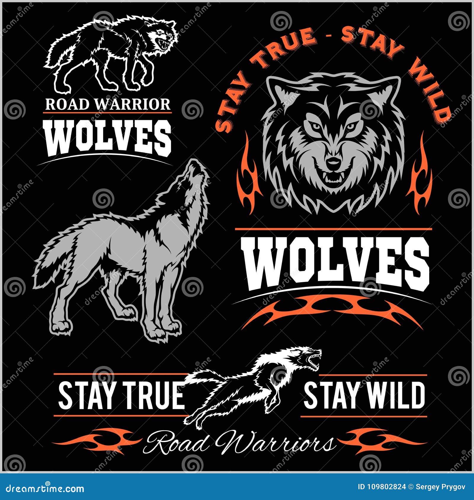 Motorcycle, Wolves Logo, Emblem, Symbol, Sticker Cartoon Vector ...