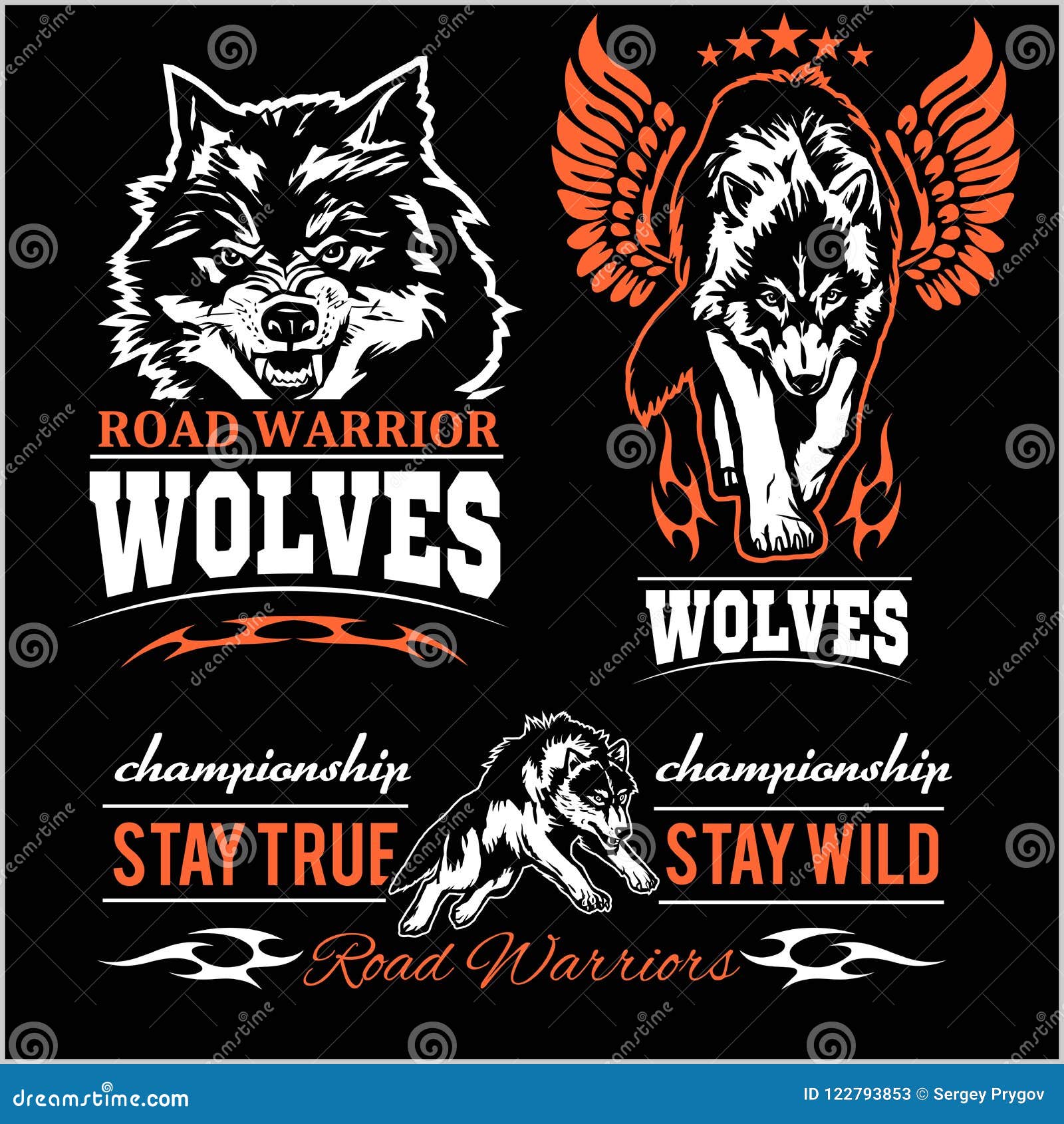 Motorcycle, Wolves Logo, Emblem, Symbol, Sticker Cartoon Vector ...