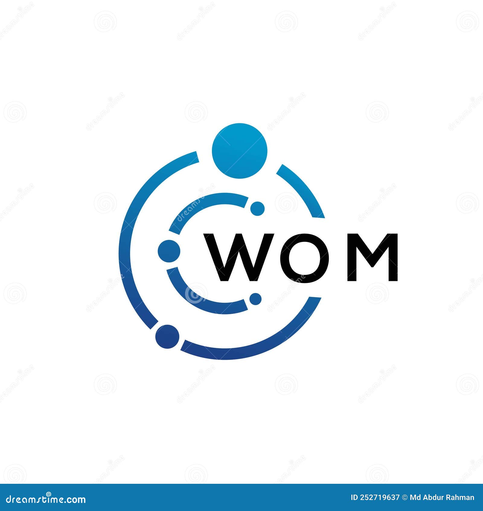 WOM Letter Technology Logo Design on White Background. WOM Creative ...