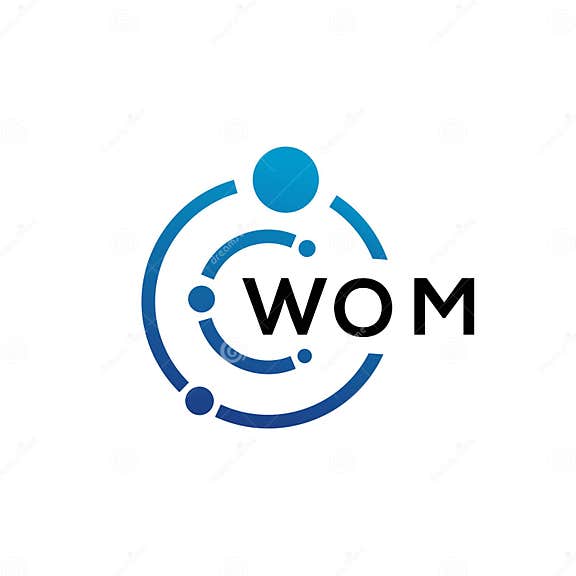 WOM Letter Technology Logo Design on White Background. WOM Creative ...