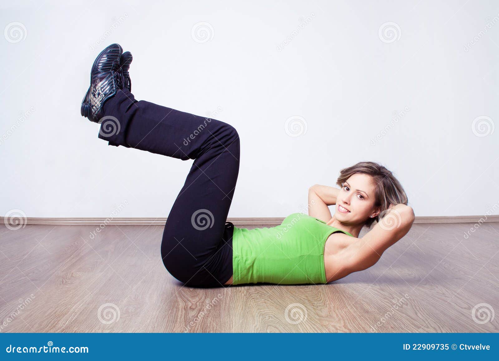 Woman while Abdominal Training at Home Stock Image - Image of body ...