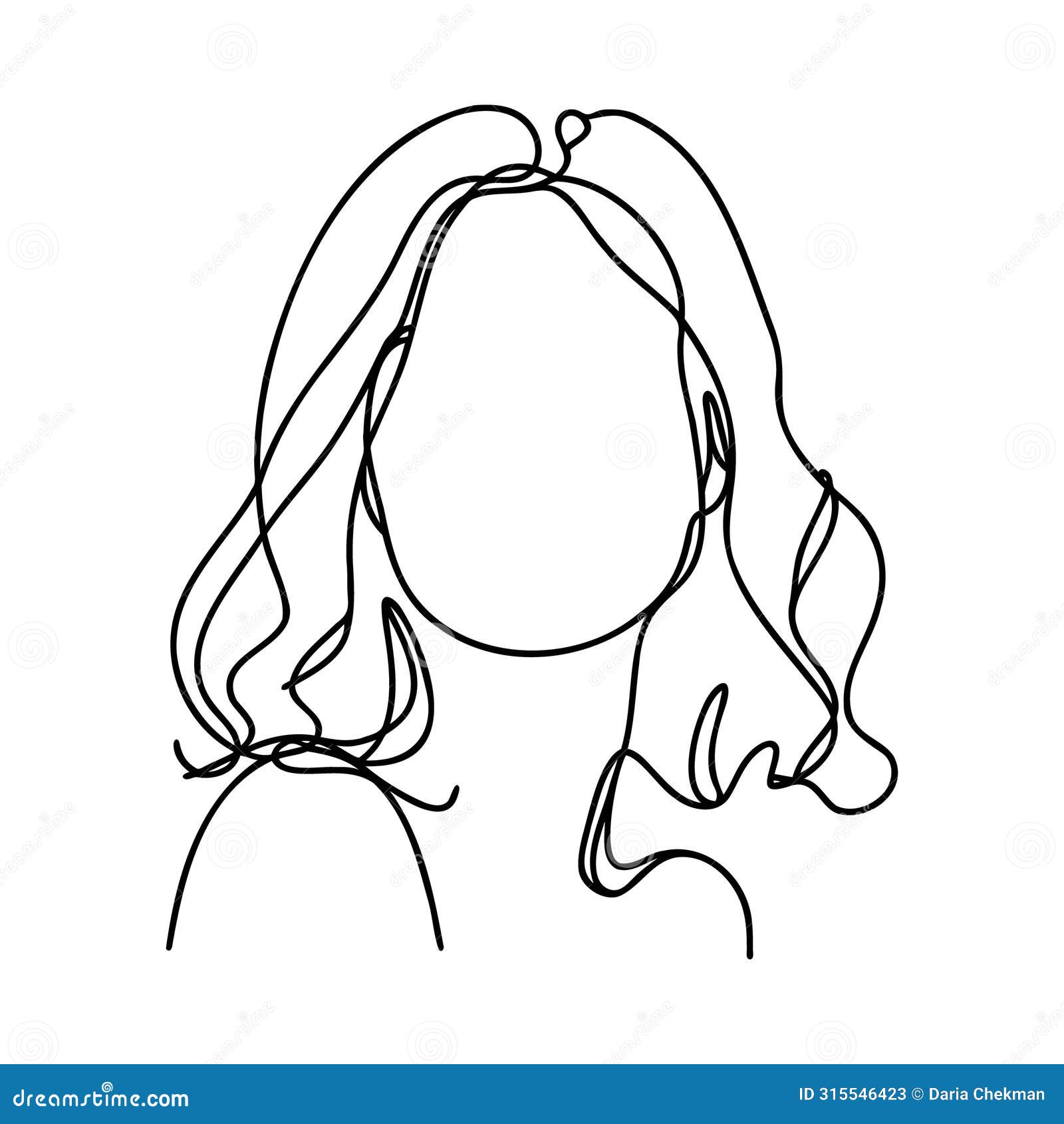 Woman Abstract Face One Line Drawing Hand Drawn Outline Illustration