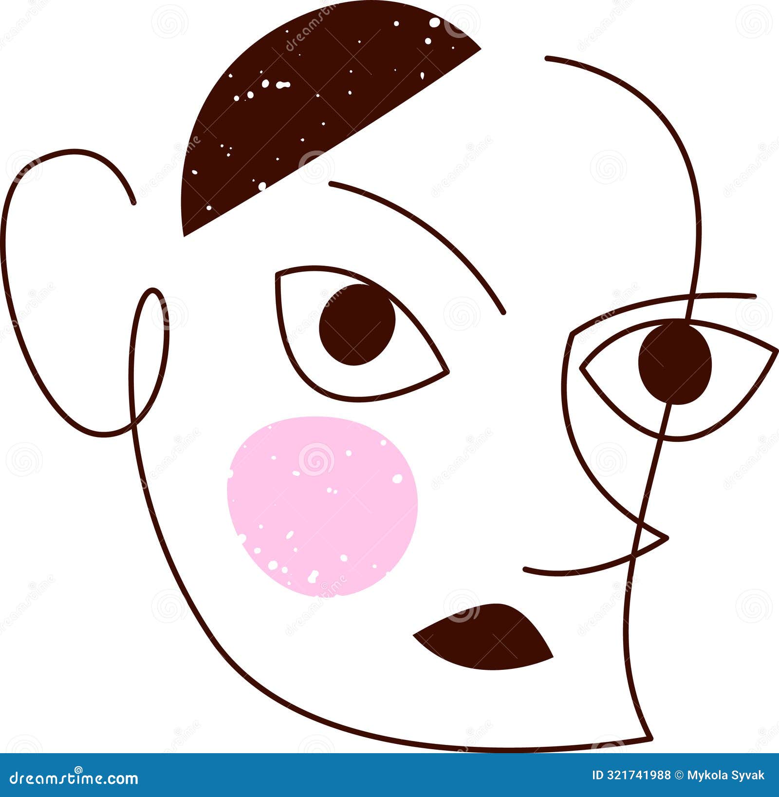 Woman Abstract Face Portrait Doodle Stock Vector - Illustration of ...