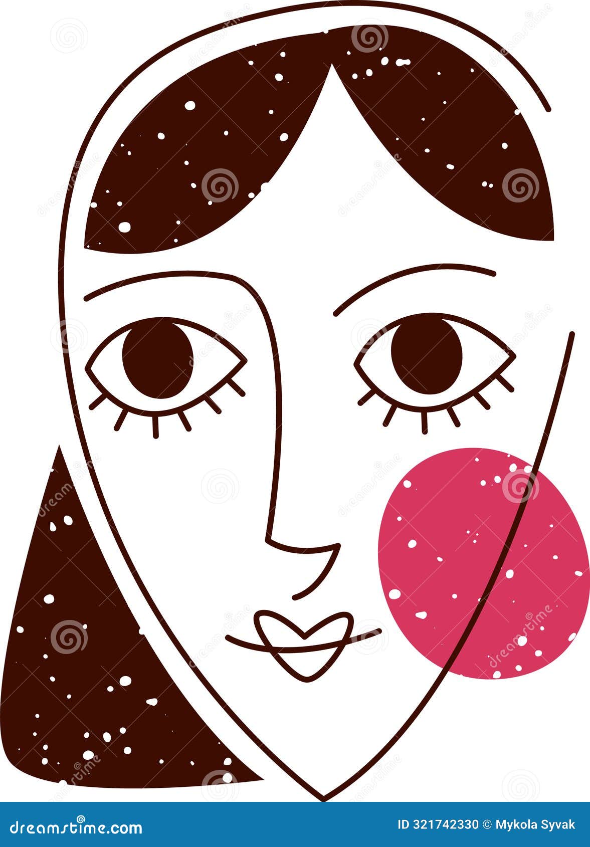 Woman Abstract Face Portrait Doodle Stock Vector - Illustration of ...