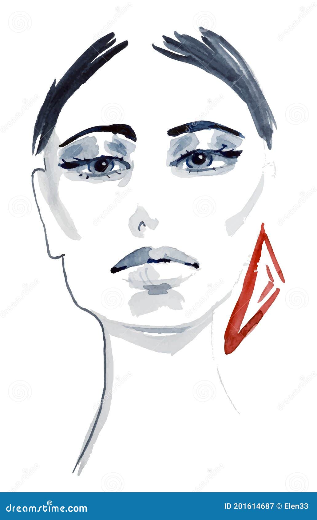 Woman Abstract Hand Drawn Watercolor Portrait Stock Vector
