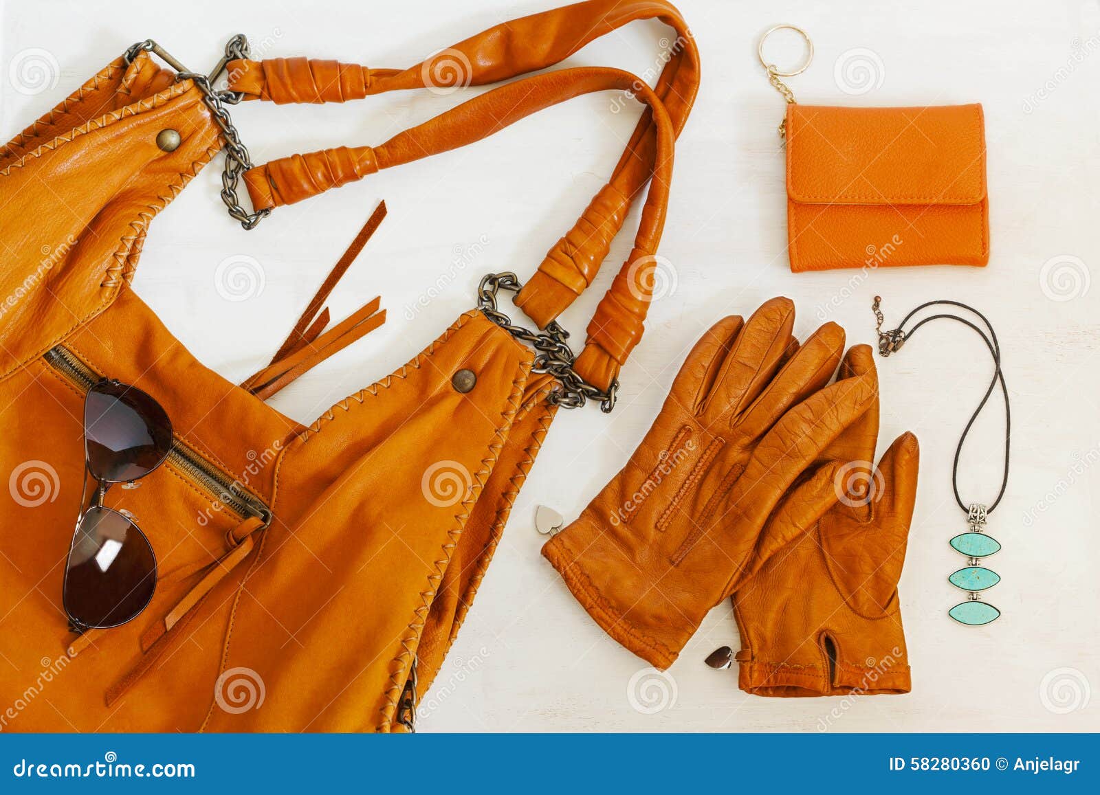 Woman Accessories in Orange Color Stock Photo - Image of clothes, style ...