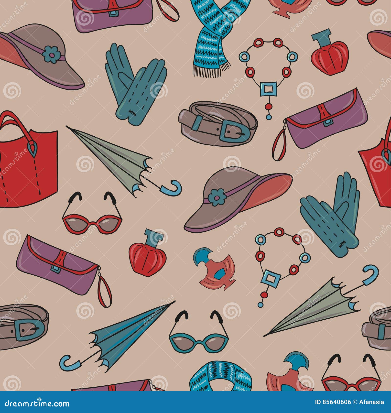 Woman Accessories Vector Seamless Pattern Stock Vector Illustration