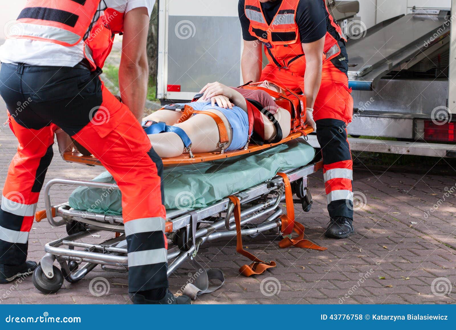 Woman after Accident on the Stretcher Stock Photo - Image of procedure ...