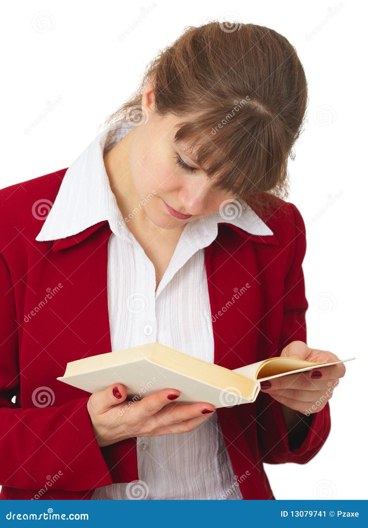 Woman Acquainted with Contents of Book Stock Image - Image of girl ...