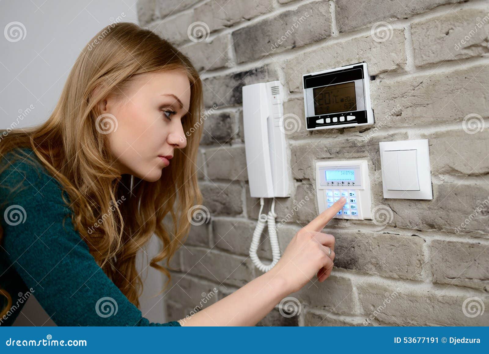 Woman Activates an Alarm in the House Stock Image - Image of adult ...