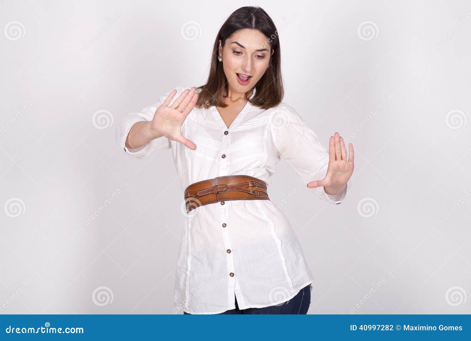 Woman with Active Expressions Stock Photo - Image of perfect, isolated ...