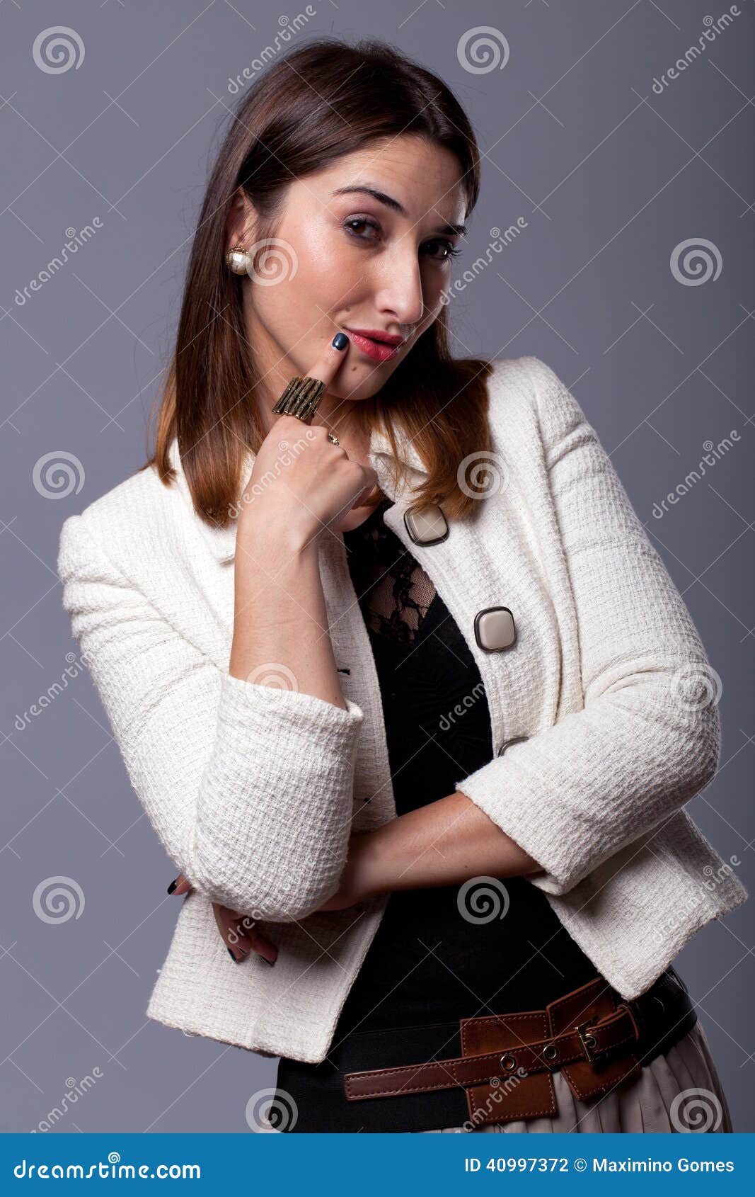 Woman with Active Expressions Stock Photo - Image of casual, isolated ...