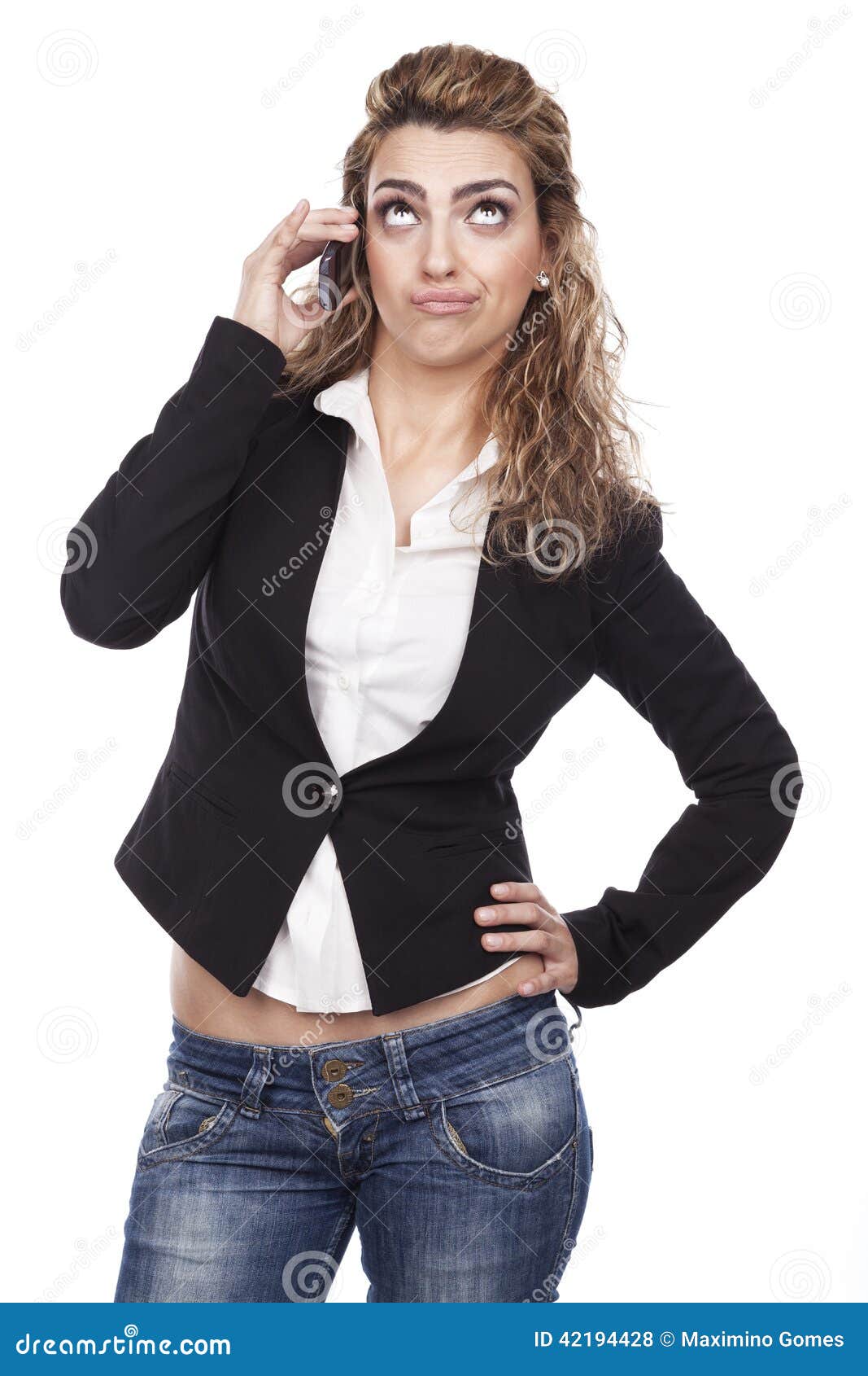 Woman with Active Expressions Stock Photo - Image of excited ...