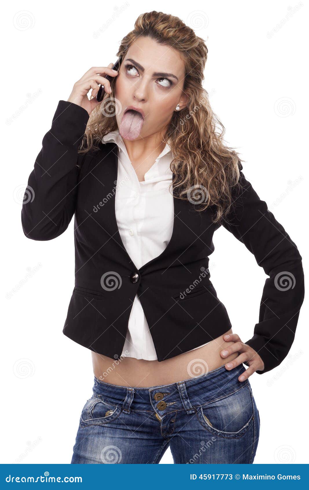 Woman with Active Expressions Stock Image - Image of expressive ...