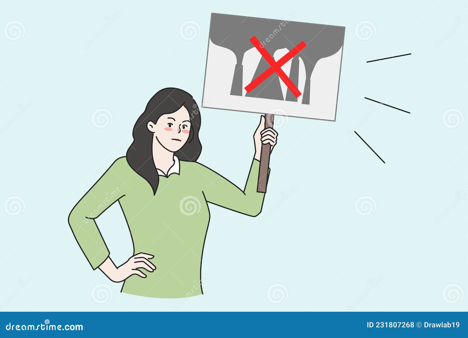 Woman Activist Protesting Holding Placard With Female Gender Sign