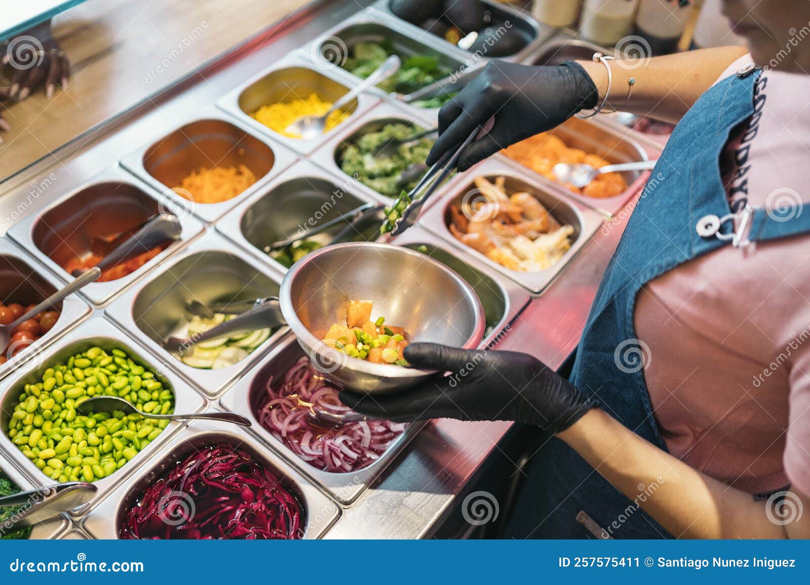 Woman Adding Ingredients into Poke Bowl Stock Image - Image of poke ...