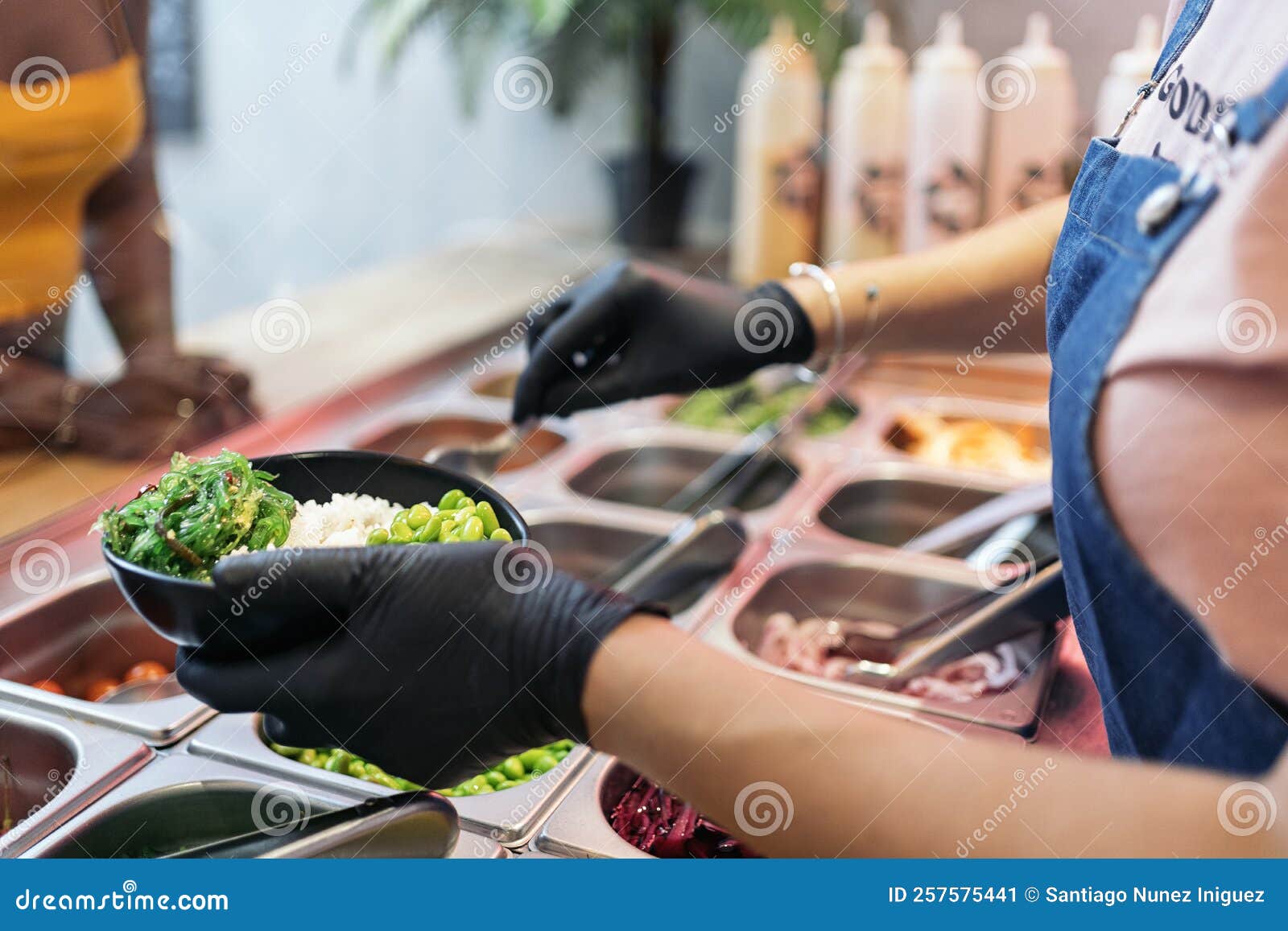 Woman Adding Ingredients into Poke Bowl Stock Image - Image of ...