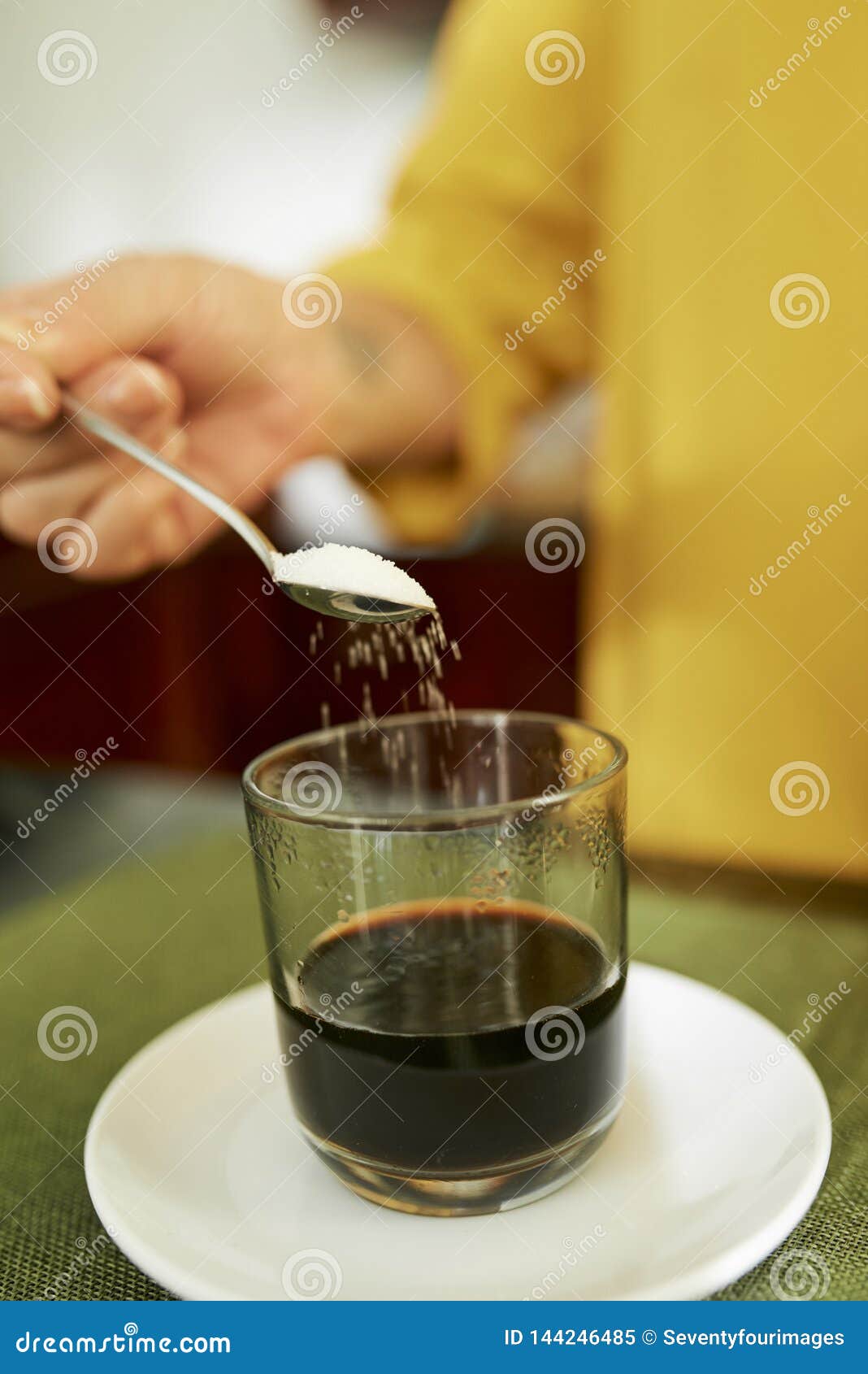 Woman Adding Sweetener in Coffee Stock Image - Image of sweet ...