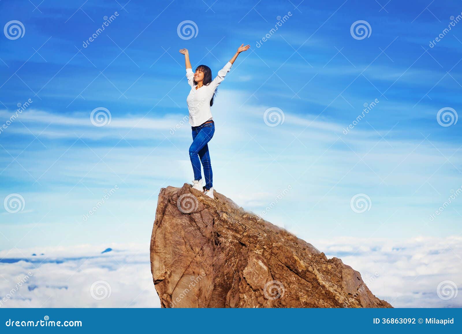 Woman in adventure stock photo. Image of beautiful, cliff - 36863092