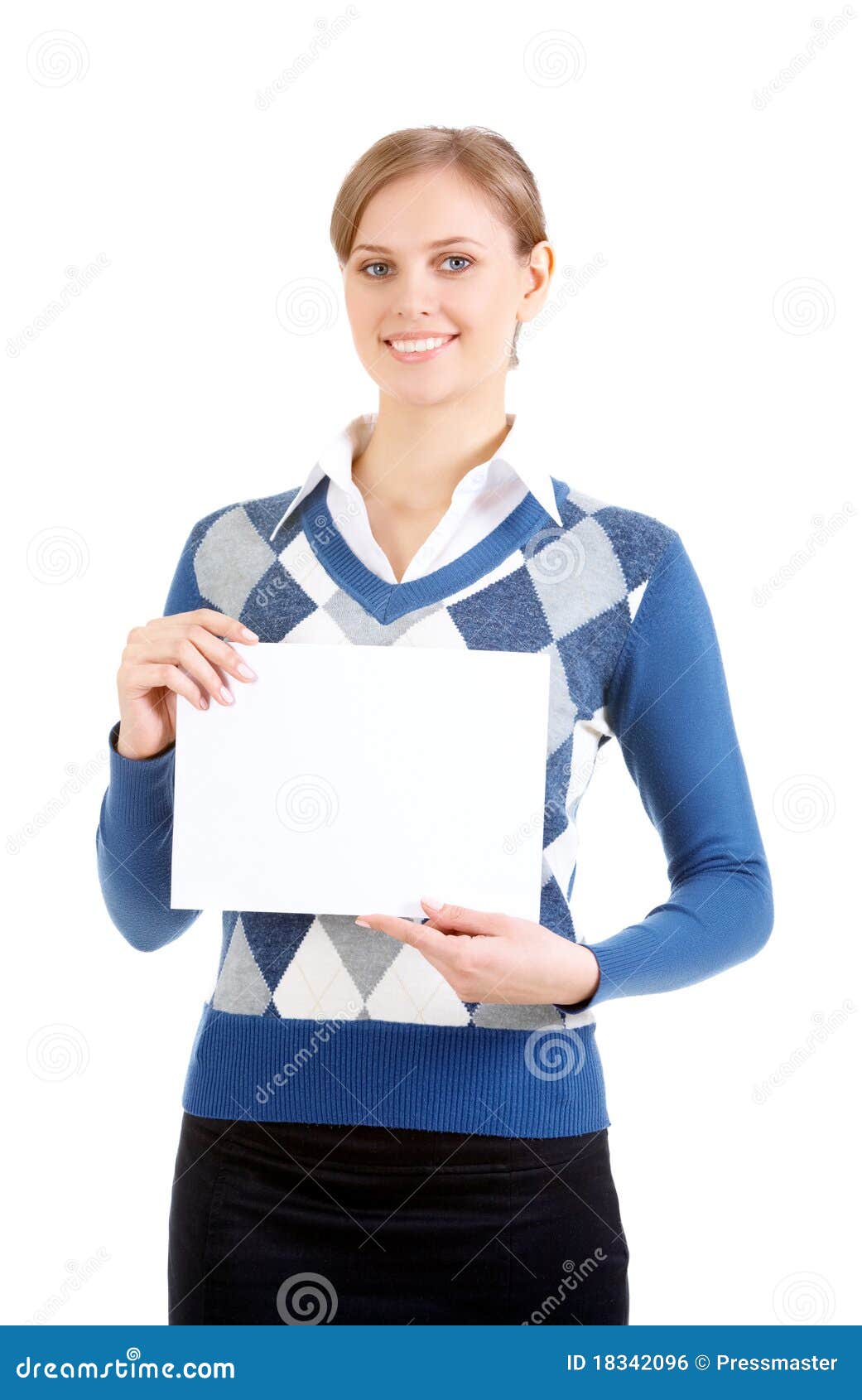 Woman with advertisement stock photo. Image of holds - 18342096