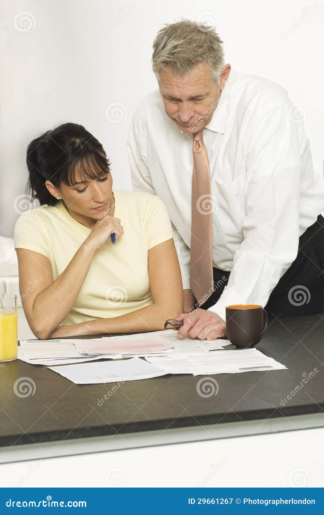 Woman with Advisor in Office Stock Image - Image of businessman, debt ...