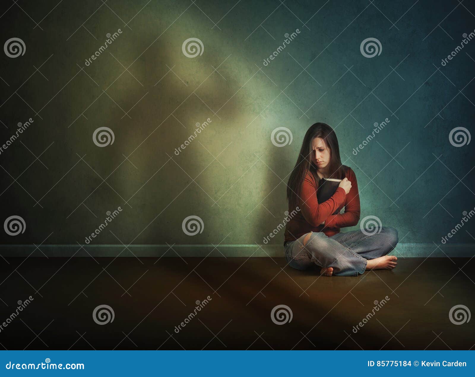 Woman afraid and alone stock photo. Image of addiction - 85775184