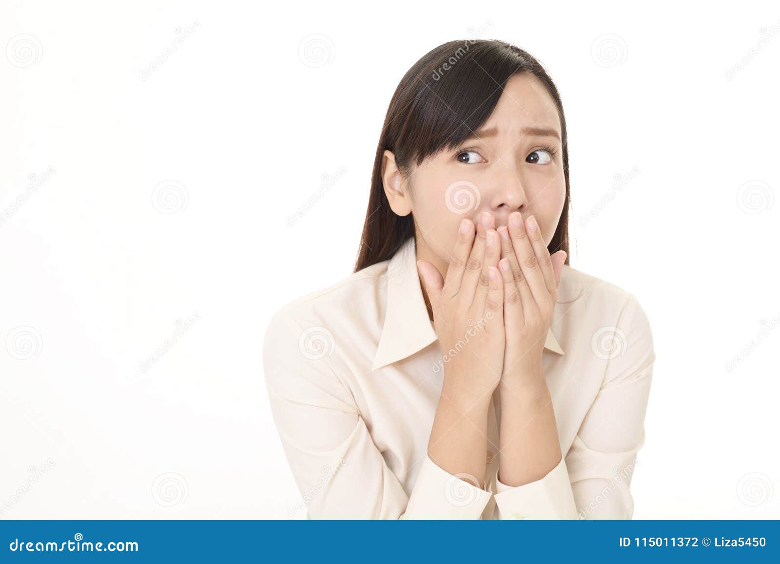 The woman is afraid stock photo. Image of emotional - 115011372