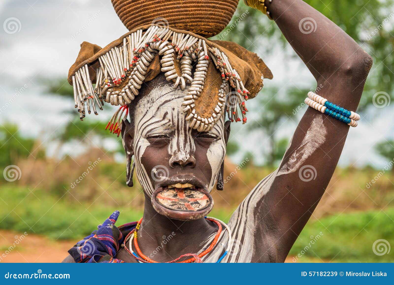 Woman From The African Tribe Mursi Omo Valley Ethiopia Editorial
