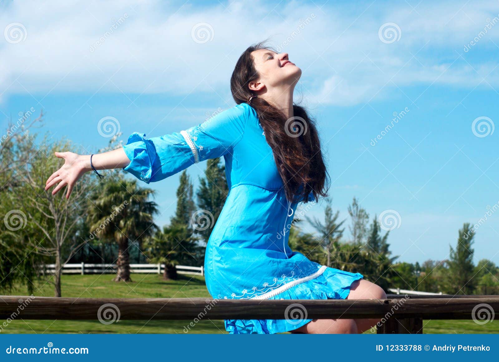 Woman against the nature stock photo. Image of outdoors - 12333788