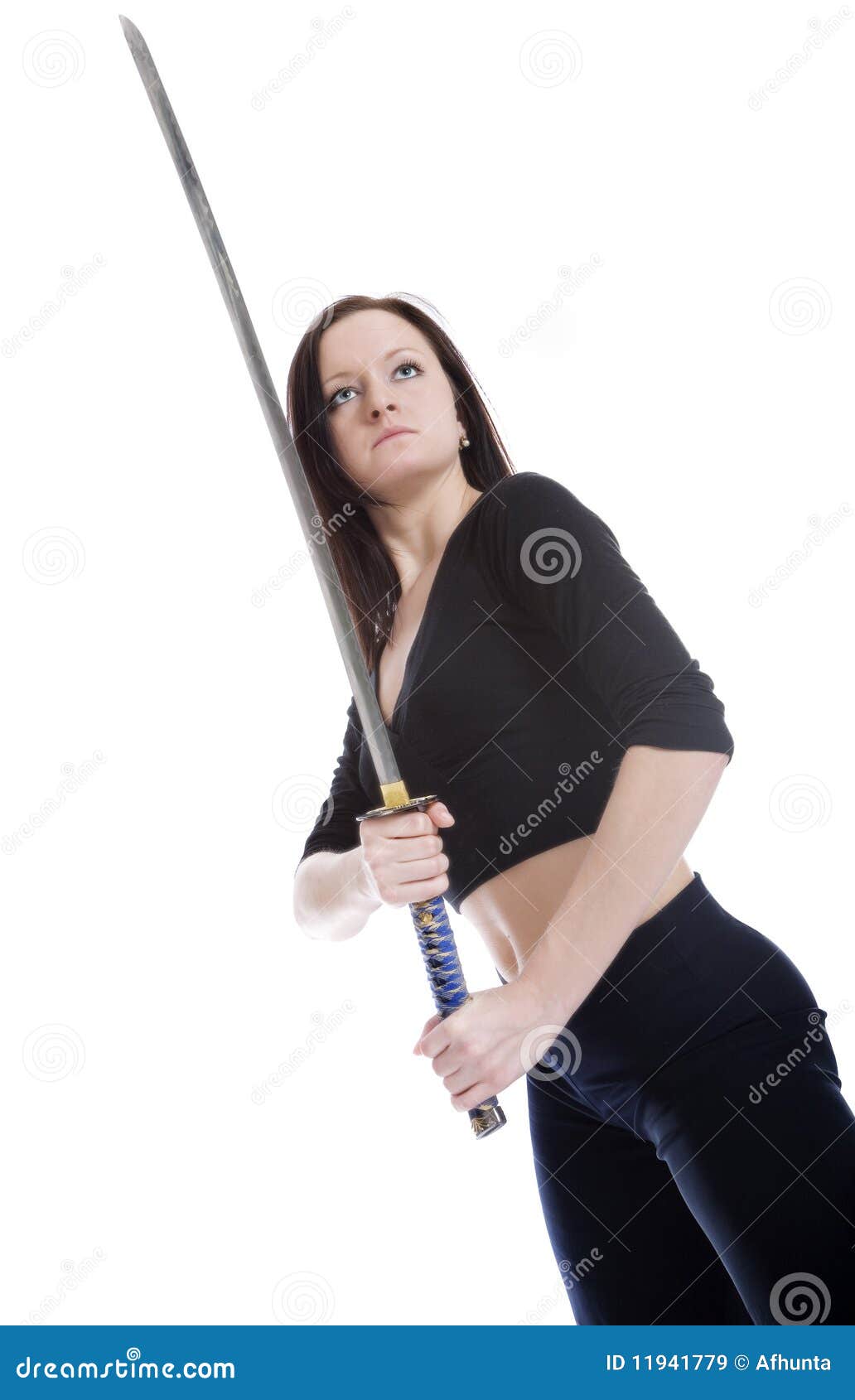 Woman in an Aggressive Posture Stock Image - Image of japan, fencing ...