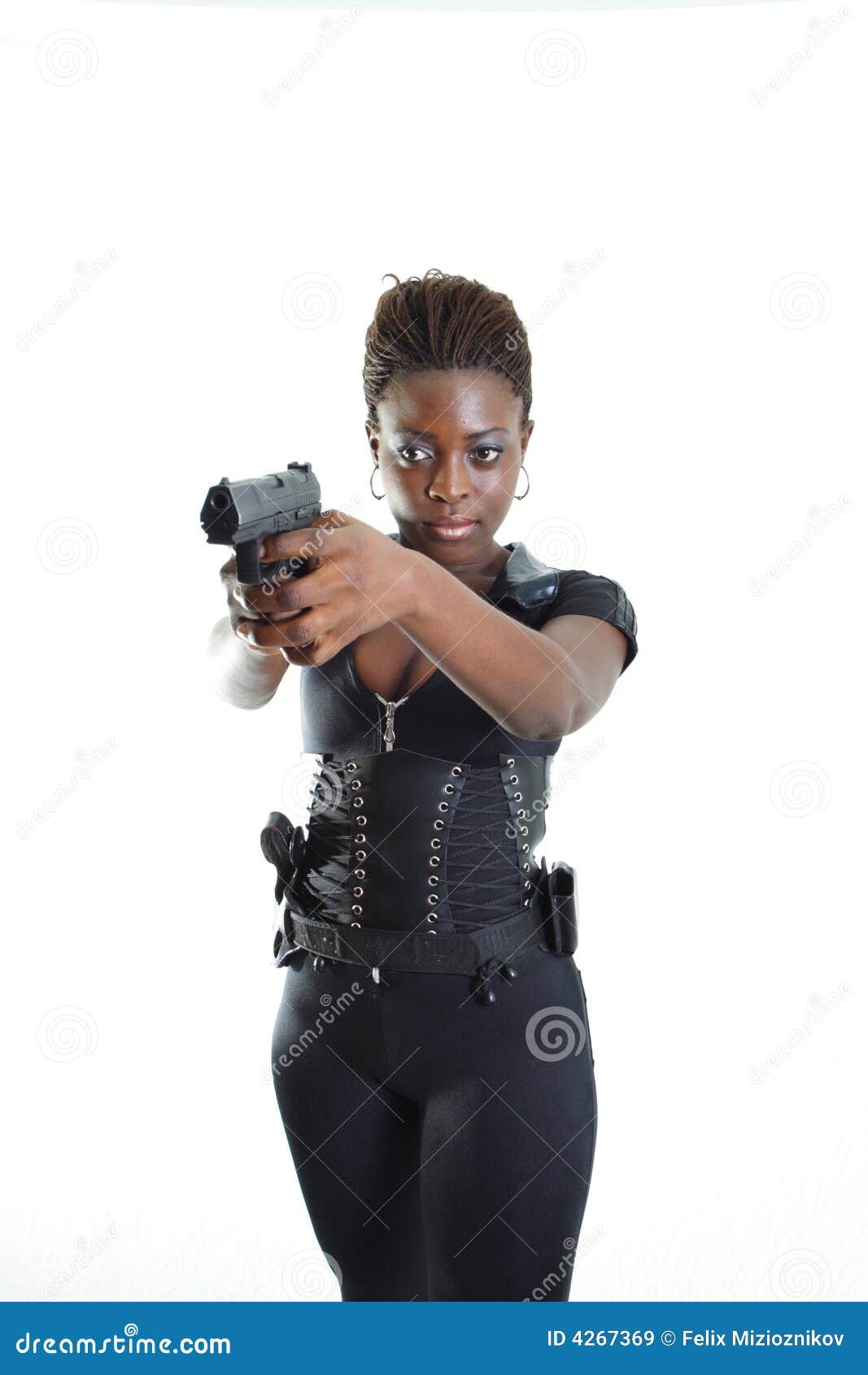 Woman Aiming a Gun stock image. Image of enforcement, lady - 4267369