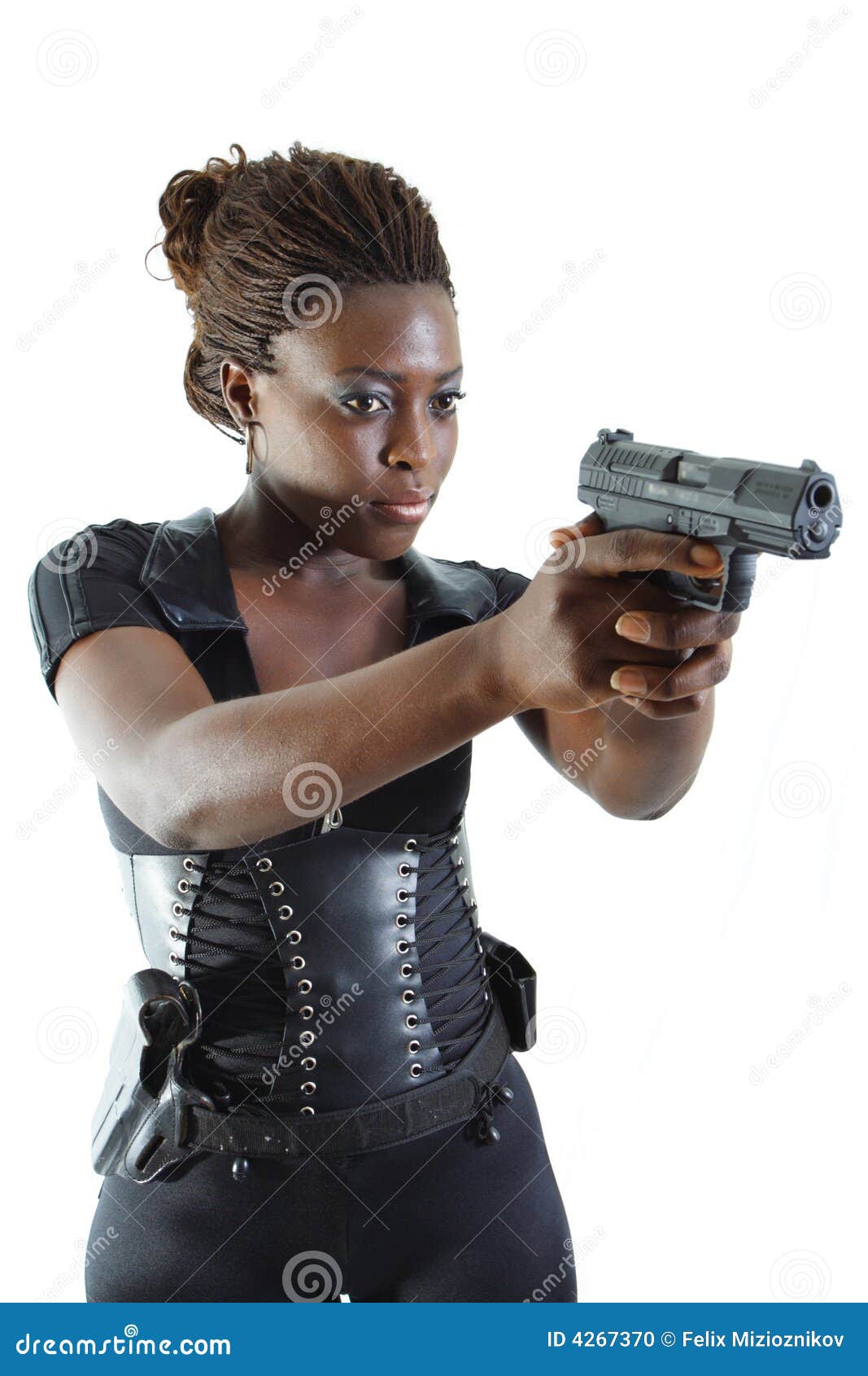 Woman Aiming a Gun stock photo. Image of background, picture - 4267370