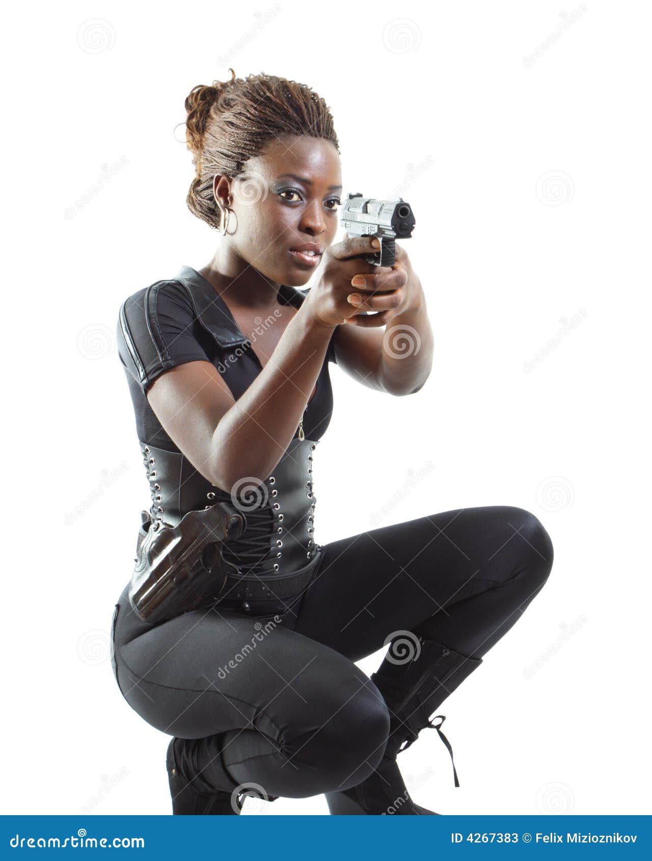 Woman Aiming A Gun Picture. Image: 4267383