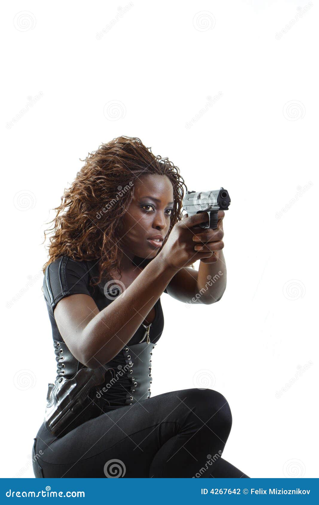 Woman Aiming A Gun Picture. Image: 4267642