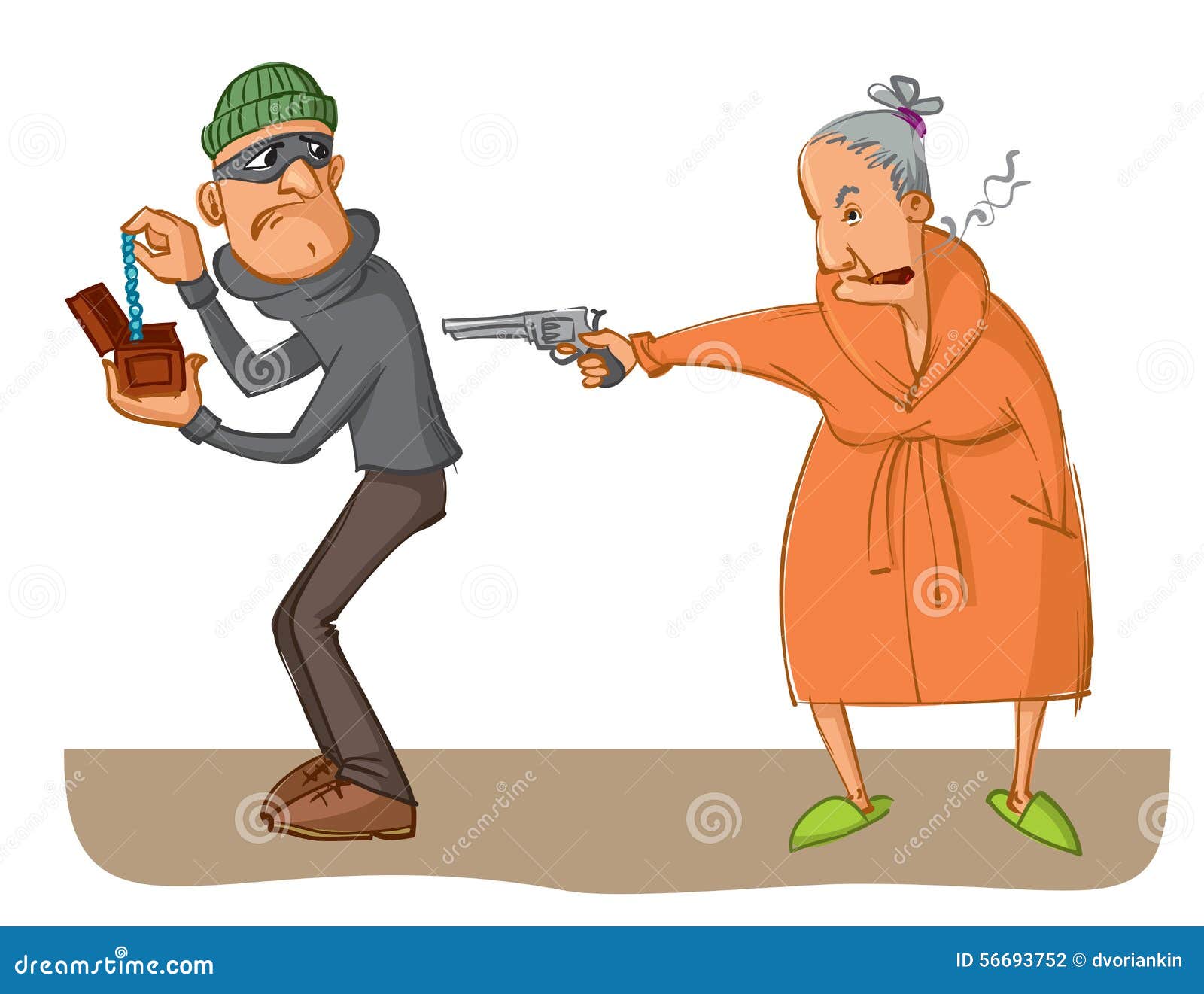 Woman Aiming A Pistol At Robber Vector Illustration | CartoonDealer.com ...