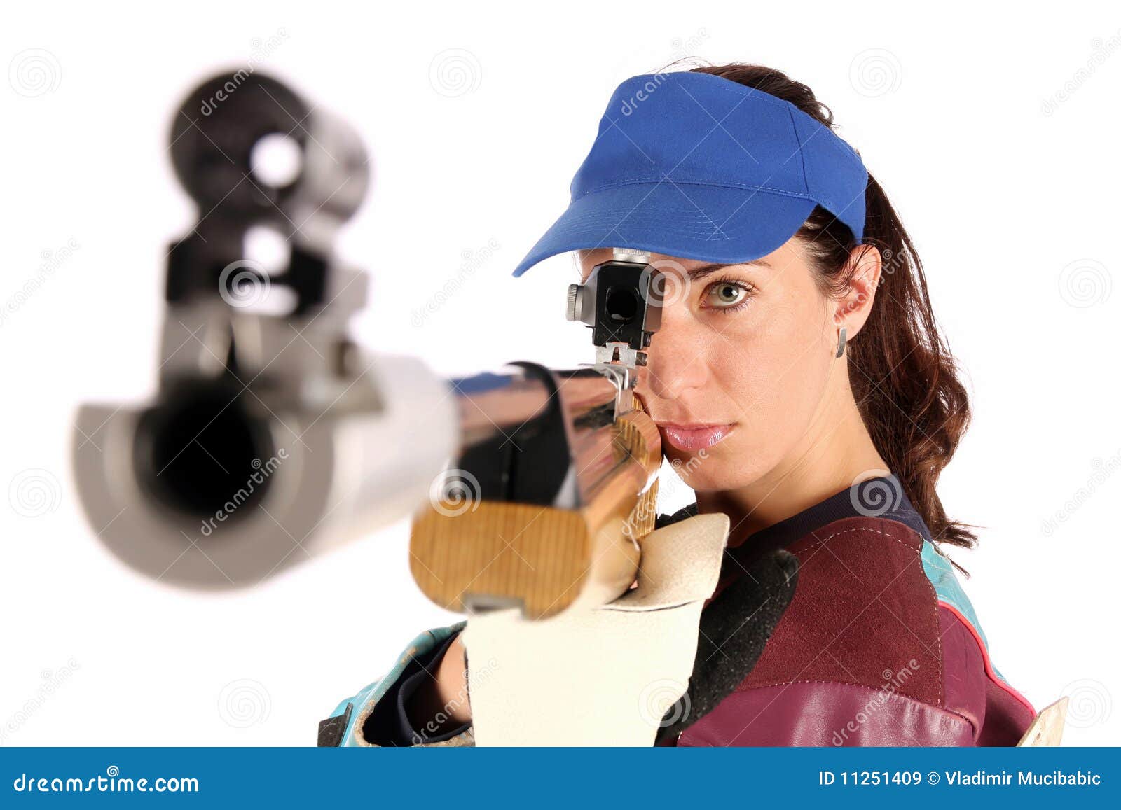 Woman Aiming a Pneumatic Air Rifle Stock Image - Image of adult, girl ...