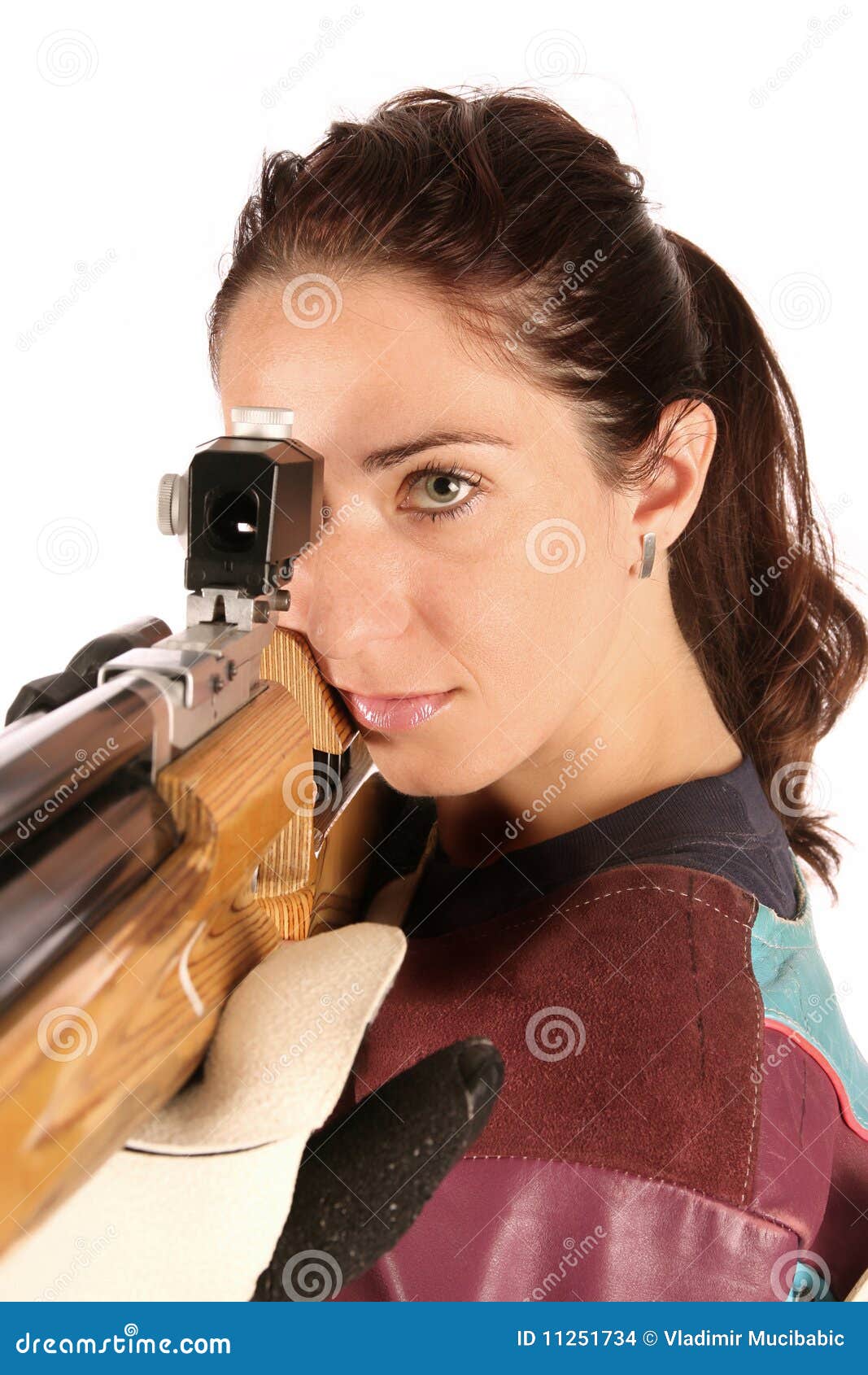 Woman Aiming a Pneumatic Air Rifle Stock Photo - Image of adult, girl ...