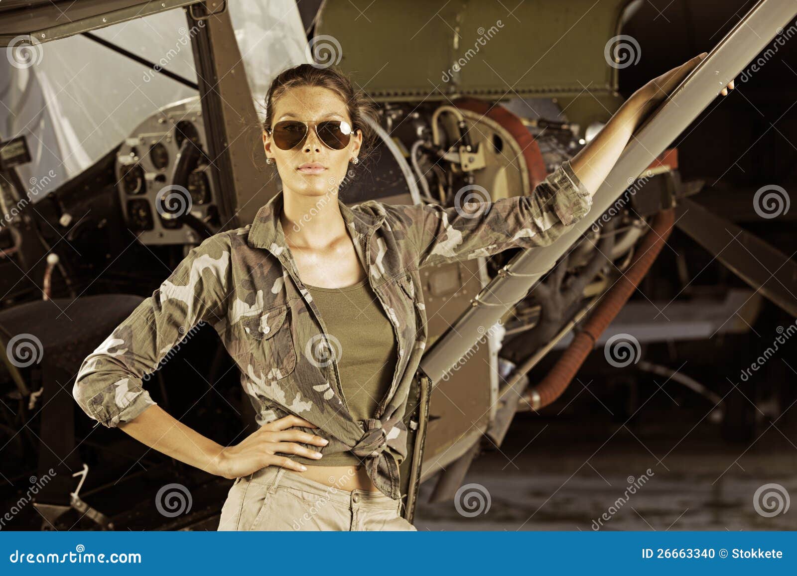 Woman airplane pilot stock photo. Image of model, military - 26663340